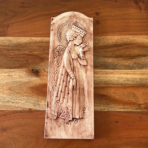 Art | Vintage Mcm Boho Ceramic Angel And Bird Plaque Wall Hanging ...